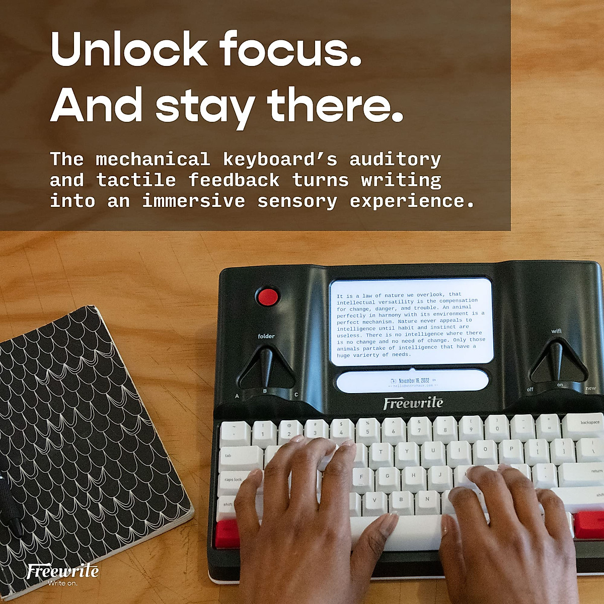 Freewrite Smart Typewriter 3rd Gen, Distraction-Free Writing Tool with Frontlit E Ink Display, Mechanical Keyboard, and Wi-Fi Cloud Syncing