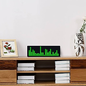 Led Music Spectrum Display,Voice-Activated Pickup Music Rhythm Lights,1624RGB Pickup With 12 Display Modes, 7 Color Modes, Creative Colorful LED Ambient Light black Spectrum voice + wire control