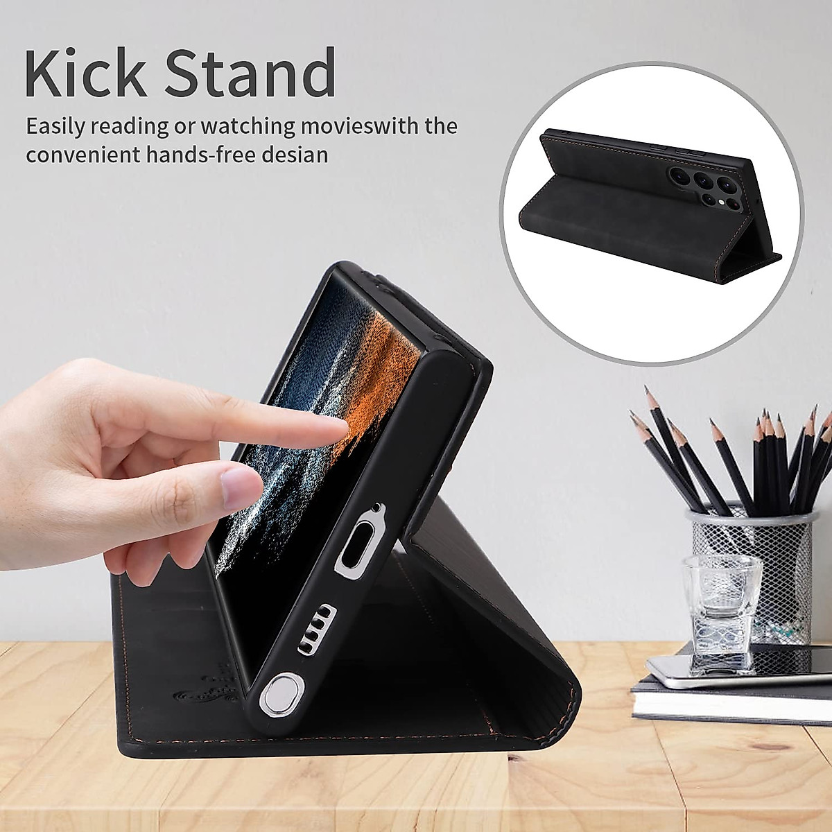 ZZXX for Samsung Galaxy A13 5G Case Wallet with [RFID Blocking] Card Slot Photo Fram Kickstand Magnetic Soft Leather Flip Fold Case for Samsung Galaxy A13 5G Wallet Case(Black-6.5 inch)