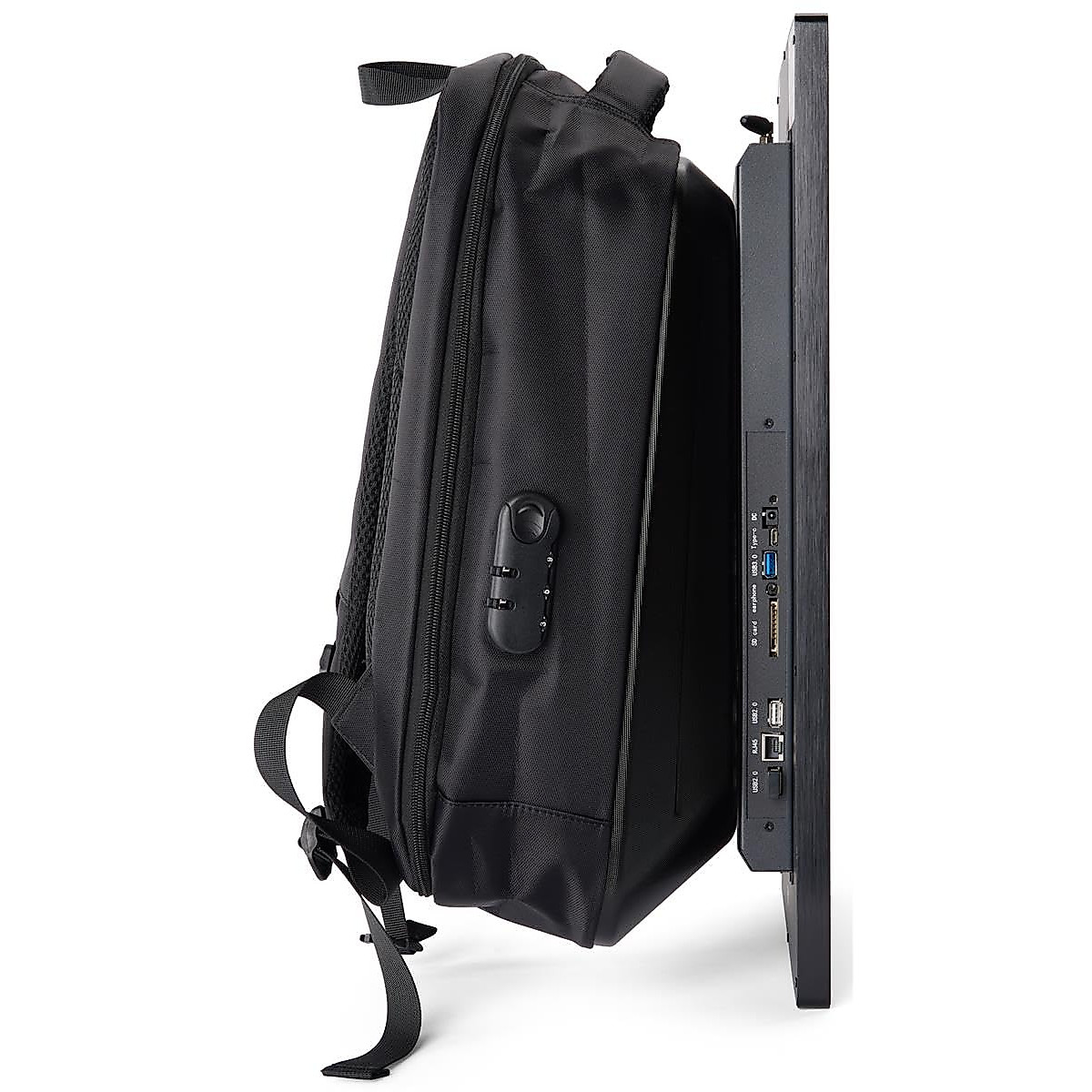 21.5" Digital Backpack Billboard with Anti-Glare LCD Screen, LED Backlit Non-Touch Panel, Wearable Video Screen for Advertising, Rechargeable Battery Power Up to 8 Hours