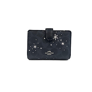 Coach Women's Medium Corner Zip Wallet in Signature Canvas (SV/Midnight Multi)