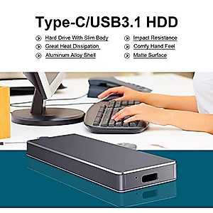 External Hard Drive 2TB Type C USB3.1 for PC, Mac, Desktop Computer Wii U, Xbox (2to, Silver)