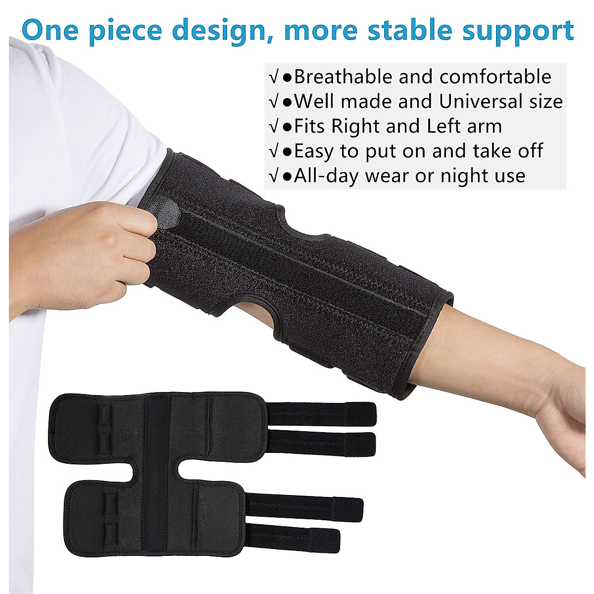 Elbow Brace Support Splint for Cubital Tunnel Syndrome and Arthritis Pain Relief , Adjustable Angle Stabilizer Brace ,Prevent Excessive Bending at night,Fits left and right Arms for Woman and Man- M