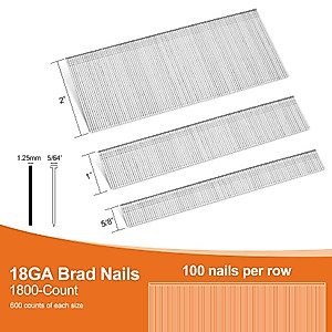 PINOZE 4200-Count 18 Gauge 1/4" Narrow Crown Staples (1-1/2" 1-1/4" 1" 3/4" 1/2") & 18GA Brad Nails (2" 1" 5/8"), Heavy Duty Galvanized Upholstery Staple for Pneumatic/Electric Stapler Gun/Brad Nailer
