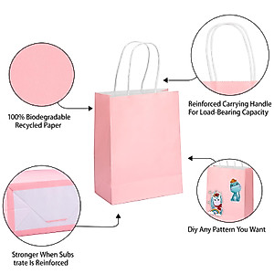 100 Pack 10.5x8.5x4.5 Inch Gift Bags,Paper Bags With Handles,Paper Bags,Birthday Gift Bag,Gift Bags Bulk,Paper Lunch Bags,Party Bags,Gift Bags Medium Size,Wrapping Paper Bags,Goodie Bags