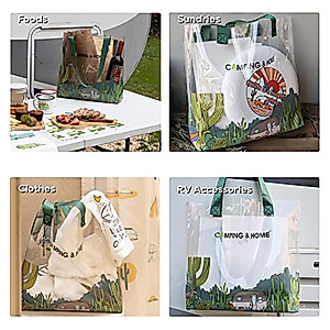 RVGUARD Clear Tote Bag, 13-3/8” x 14-1/2” x 4” Reusable Grocery Bag, RV Style Multipurpose Shopping Tote, Daily Utility Bag