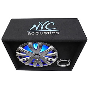 NYC ACOUSTiCS NSE12L 12" 1200w Powered Car Subwoofer/Sub Enclosure+LED+Amp Kit