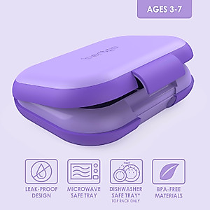 Bentgo Kids Chill Leak-Proof Lunch Box - Included Reusable Ice Pack Keeps Food Cold; 4-Compartment Bento Lunch Container; Microwave/Dishwasher Safe; 2 Year Manufacturer's Warranty (Purple)