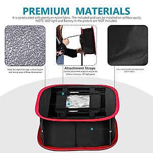 Neewer Foldable Softbox Light Box with Strap Clip, Grill and Carry Bag Compatible with Neewer 480/660/530 LED Light Panels, Opening 10 x 8.7 cm (Black + Red)