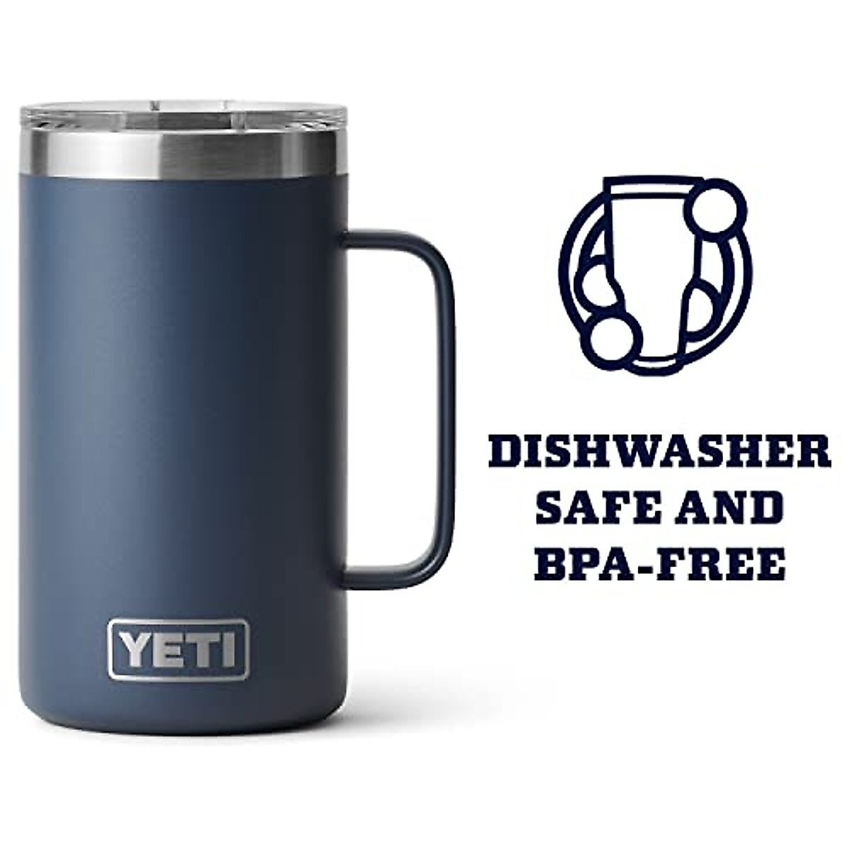 YETI Rambler 24 oz Mug, Vacuum Insulated, Stainless Steel with MagSlider Lid, Navy