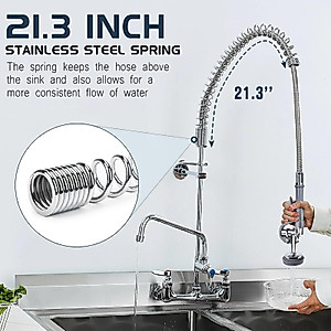 Spray Valve with 38” Commercial Sink Sprayer Hose and Pre Rinse Hose Spring, Pre Rinse Sprayer with Flexible Stainless Steel Hose & Spring Assembly for Commercial Kitchen Faucets (Grey)