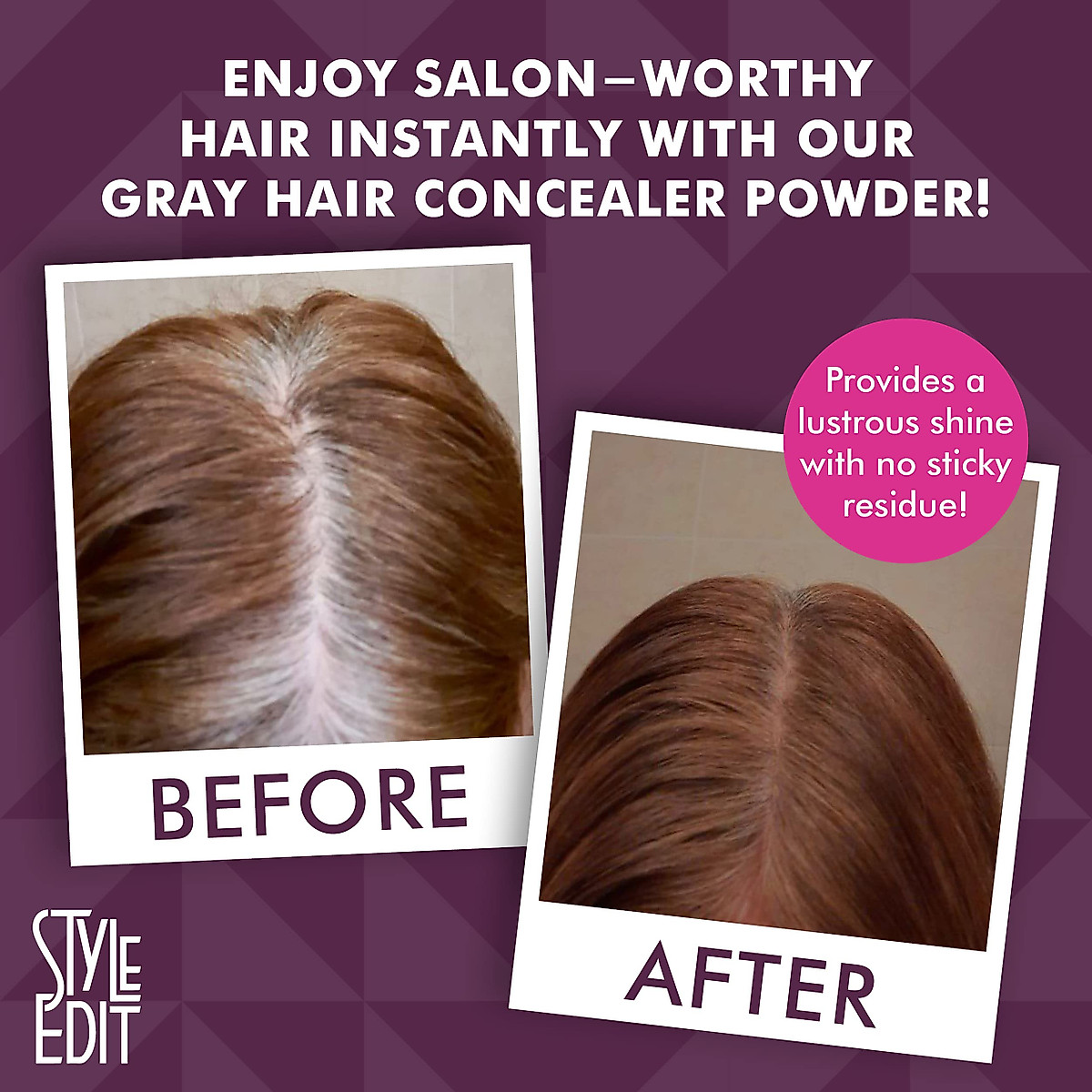 Root Touch Up Powder by Style Edit | Medium Brown Hair Color Coverage for Grays and Roots | Mineral-Infused Binding Hairline Concealer | 0.13 oz. Tub