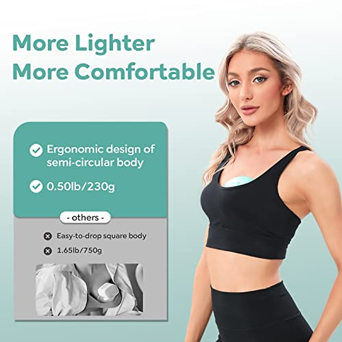 MomMed Double Wearable Breast Pump, Hands-Free Electric Breast Pump with 3 Mode 12 Levels, Leak-Proof Design & Low Noise, 27mm All-in-One Painless Breastfeeding Breast Pump, Extra 24mm Flange Inserts