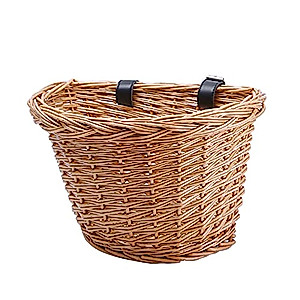 Syhonic Wicker Woven Front Handlebar Bike Basket,Bicycles Cane Bike Accessory Adult Bicycle Cargo Basket
