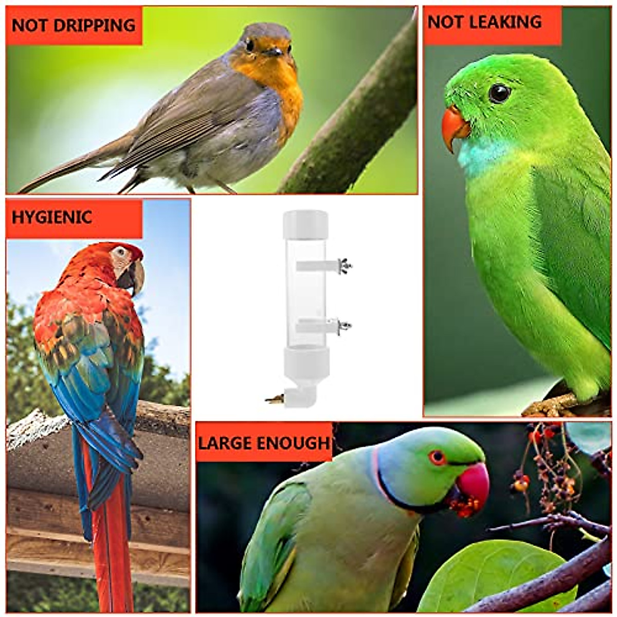 POPETPOP Bird Water Dispenser, Bird Water Automatic Bottle Automatic Water Drinker, Bird Drinker Waterer Parakeet Water Bottle Parrot Parrot Feeding Bottle Water Dispenser Bird Cage Supplies