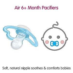 MAM Air Night Pacifiers , MAM Sensitive Skin Pacifier 6+ Months, Glow in the Dark Pacifier, Best Pacifier for Breastfed Babies, Unisex Baby Pacifiers, 2 Count (Pack of 1), Designs May Vary