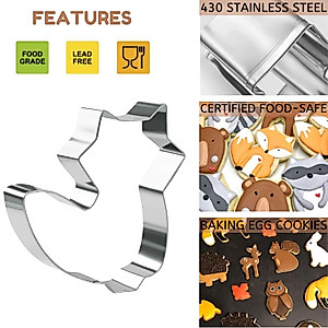 KAISHANE 5 Pieces Animals Cookie Cutters Shapes for Baking Fox,Owl,Rabbit,Squirrel and Hedgehog Shape Woodland Cookie Cutter Set for Baking