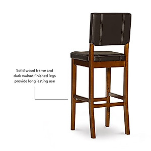 Linon Home Decor Milano Bar Stool, Medium Dark Walnut, 30-Inch