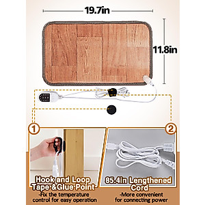 Heated Floor Mat - Foot Warmer Under Desk, 11.8x19.7in Heated Feet Rest for Home Office Desk, Winter 110V Electric Heating Pad with 3 Timers & 10 Adjustable Temperature