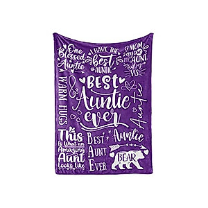 InnoBeta Aunt Gifts from Niece, Nephew, Best Auntie Ever Gifts Blanket for Aunt, Birthday Gifts Flannel Blankets for Women- 50"x 65"- Purple