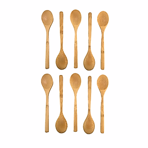 JapanBargain 3807, Pack of 10 Solid Bamboo Dinner Spoons Soup Spoons, 8-inch