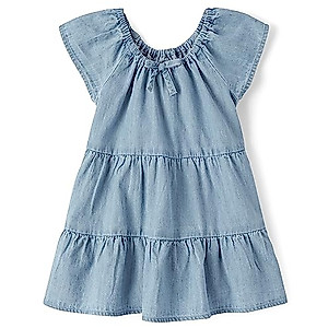 The Children's Place,and Toddler Short Sleeve Fashion Dress,CLOUDLESS WASH,3T