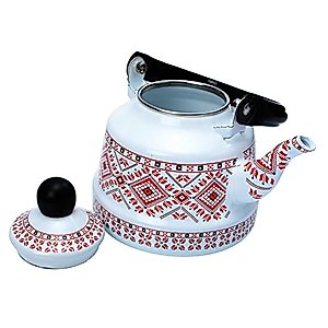 Housoutil Enamel Pot Stainless Steel Tea Pot Vintage Teapot Ceramic Kettle Enamel Teapot Heating Water Kettle Retro Handmade Tea Pot Stainless Steel Red Household Kettle Water Boiling Pot