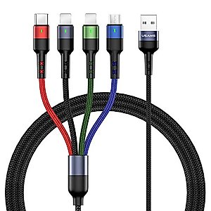 2Pack Multi Charging Cable YOUSAMS Multiple Charger Cord Nylon Braided 10ft/3m 4 in 1 USB Charge Cord with Phone/Type C/Micro USB Connector for Phone/Galaxy S9/S8/S7 and More