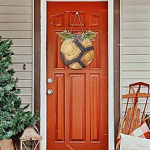 Turtle Shell Round Wood Sign Carapace Print Welcome Sign for Front Door Wreath Hanging Wall Decor Farmhouse Wooden Porch Signs Henger House Office Decoration Seasonal Holiday Gift