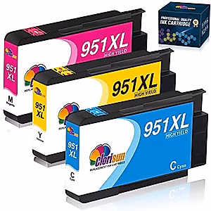 Clorisun 951 951XL Compatible Ink Cartridge for HP 951 951XL 951 XL for HP OfficeJet pro 8600 8610 8620 8100 8625 8630 8615 8660 8640 276DW 251DW 271DW Printer(1 Magenta 1 Cyan 1 Yellow, 3 Pack)