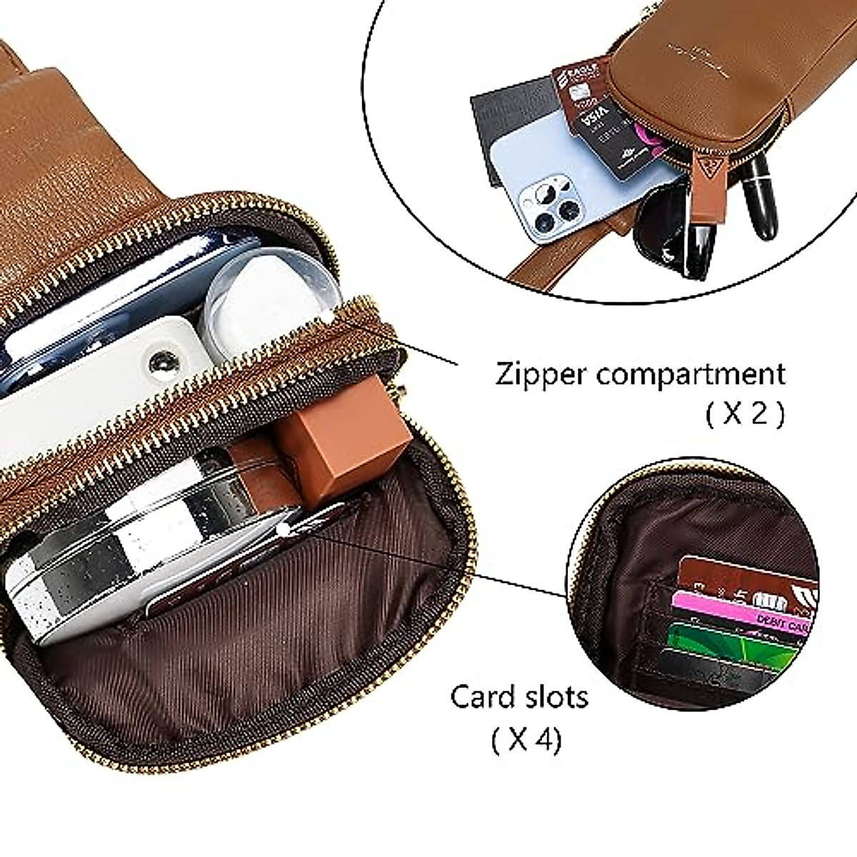 Haytijoe Small Sling Bag, Fanny Pack Purse Vegan Leather Crossbody Bags for Women, Gifts for Her (Brown)