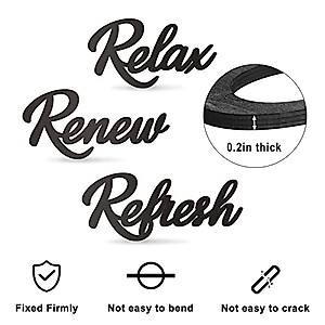 KOYILTD 3 Pieces Bathroom Decor Wooden Bathroom Sign Relax Renew Refresh Sign (black)