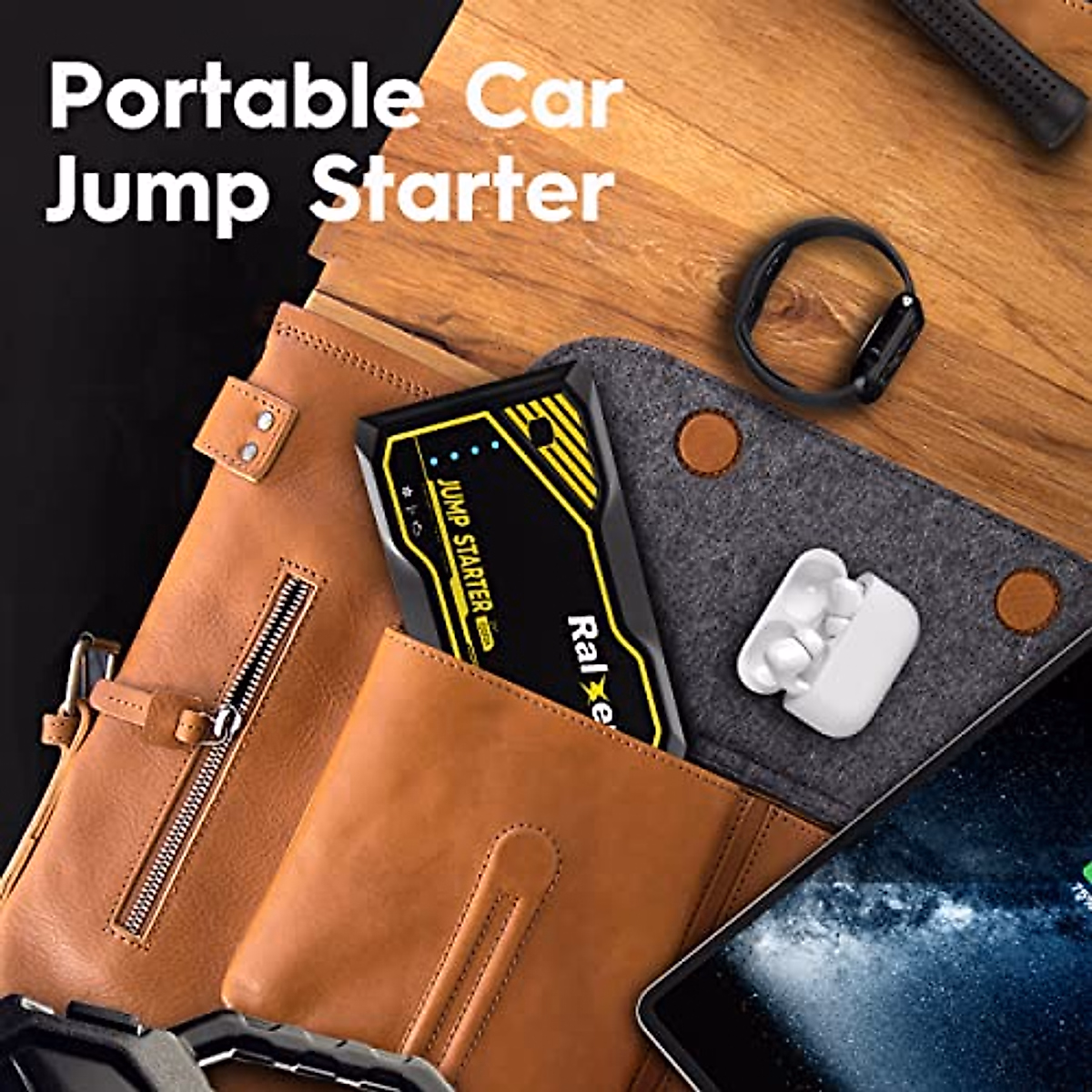 RALXER Battery Jumper Starter Portable,1000A Battery Booster Pack for Up to 7.0 Gas or 5.5L Diesel Engine,12V Portable Jump Box with LED Light,USB C Charge Cable