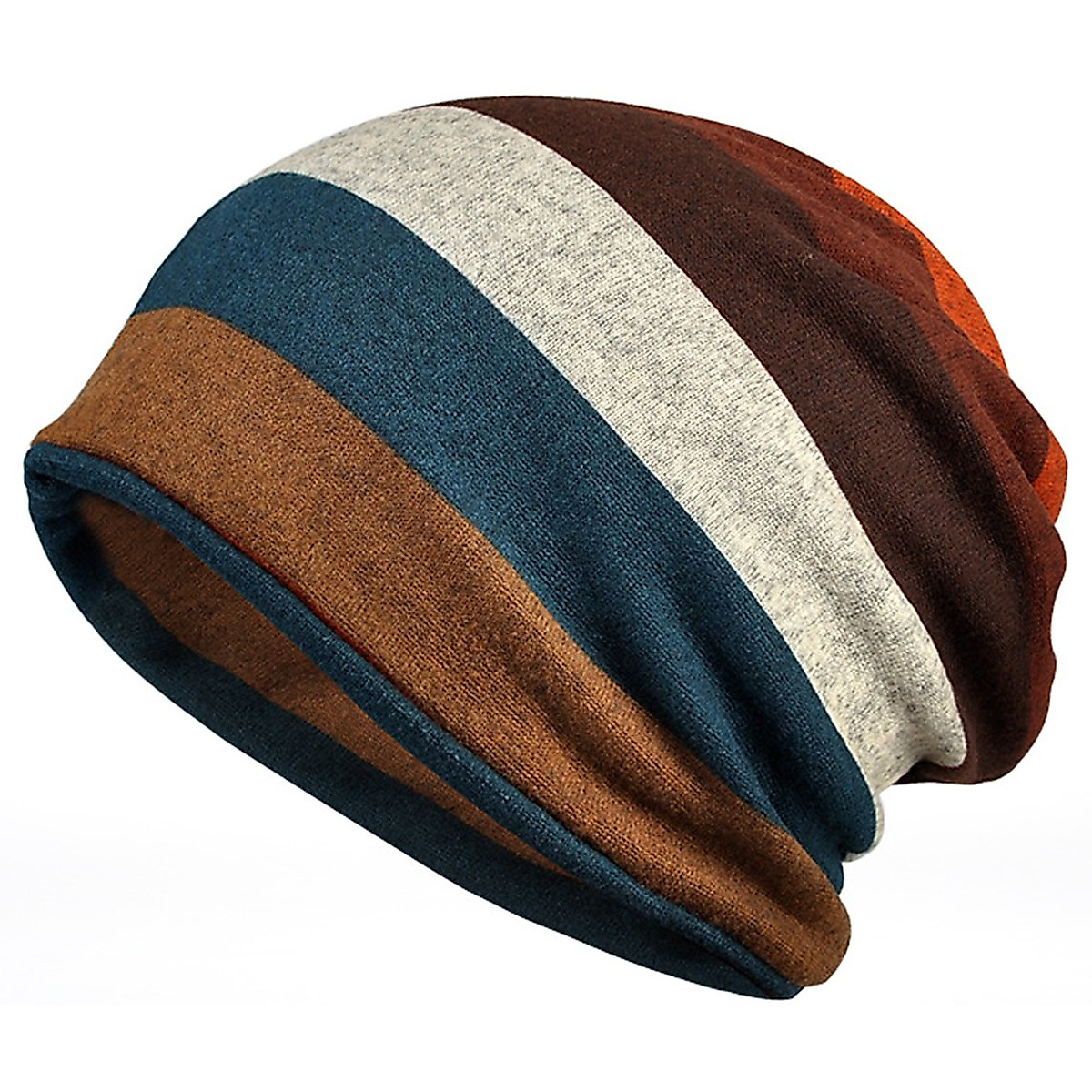 Jemis Women's Baggy Slouchy Beanie Chemo Cap for Cancer Patients (3 Pack Blue & Orange & Yellow)