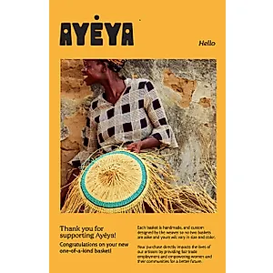 Handwoven African Grass Basket, Market Style w/single handle (flattened), Neutral Tones (Colors & Patterns Vary)