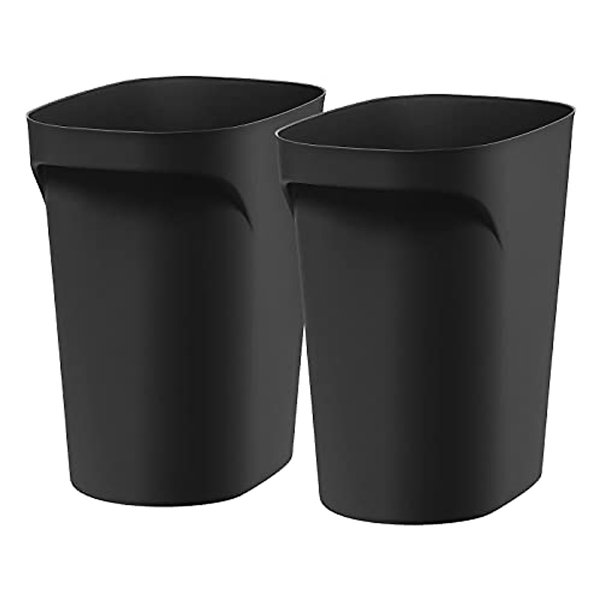 IRIS USA 6 Gallon / 24 Quart Plastic Wastebasket Trash Cans for Home, Office, Bedroom, Bathroom, Made with Recycled Materials, Black, 2-Pack