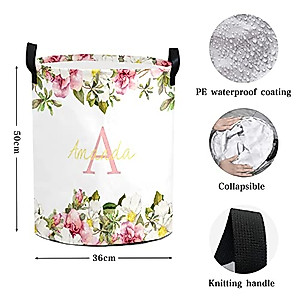 Personalized Baby Laundry Basket Custom Nursery Hamper with Names for Girl Foldable Storage Organizer with Handle