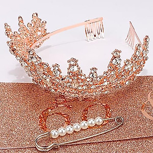 TOBATOBA 60th Birthday Decorations Women, Rose Gold Birthday Sash Birthday Tiaras and Crowns for Women, 60 and Fabulous Birthday Decorations for Women, 60th Birthday Gifts Women Birthday Party Favors