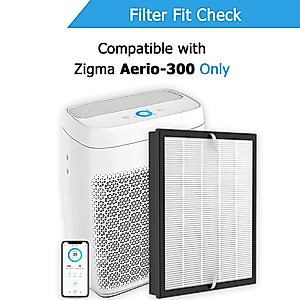 Vegebe Aerio-300 True HEPA Filter Compatible with Zigma Aerio-300 Air Purifier, 1 High-Efficiency HEPA Filter + 2 Carbon Pre-Filters - 1 Pack