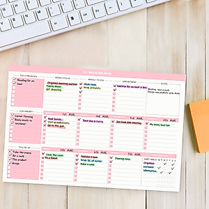 Weekly Planner Notepad Undated Weekly Goals Schedule Planner To Do List Notebook Tear Off Planning Pad Calendars Organizers Habit Tracker Journal for Man & Women,52 Weeks Pink (7x10")