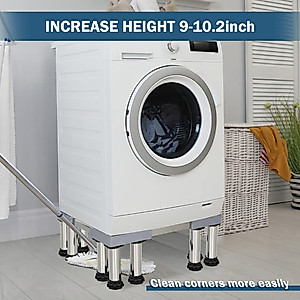 Kokorona Washing Machine Stand Mini Fridge Stand with 12 Strong Feet (9-10.2in High), Adjustable Refrigerator Base Multi-Functional Washer Dryer Pedestals, Max Load 660lbs