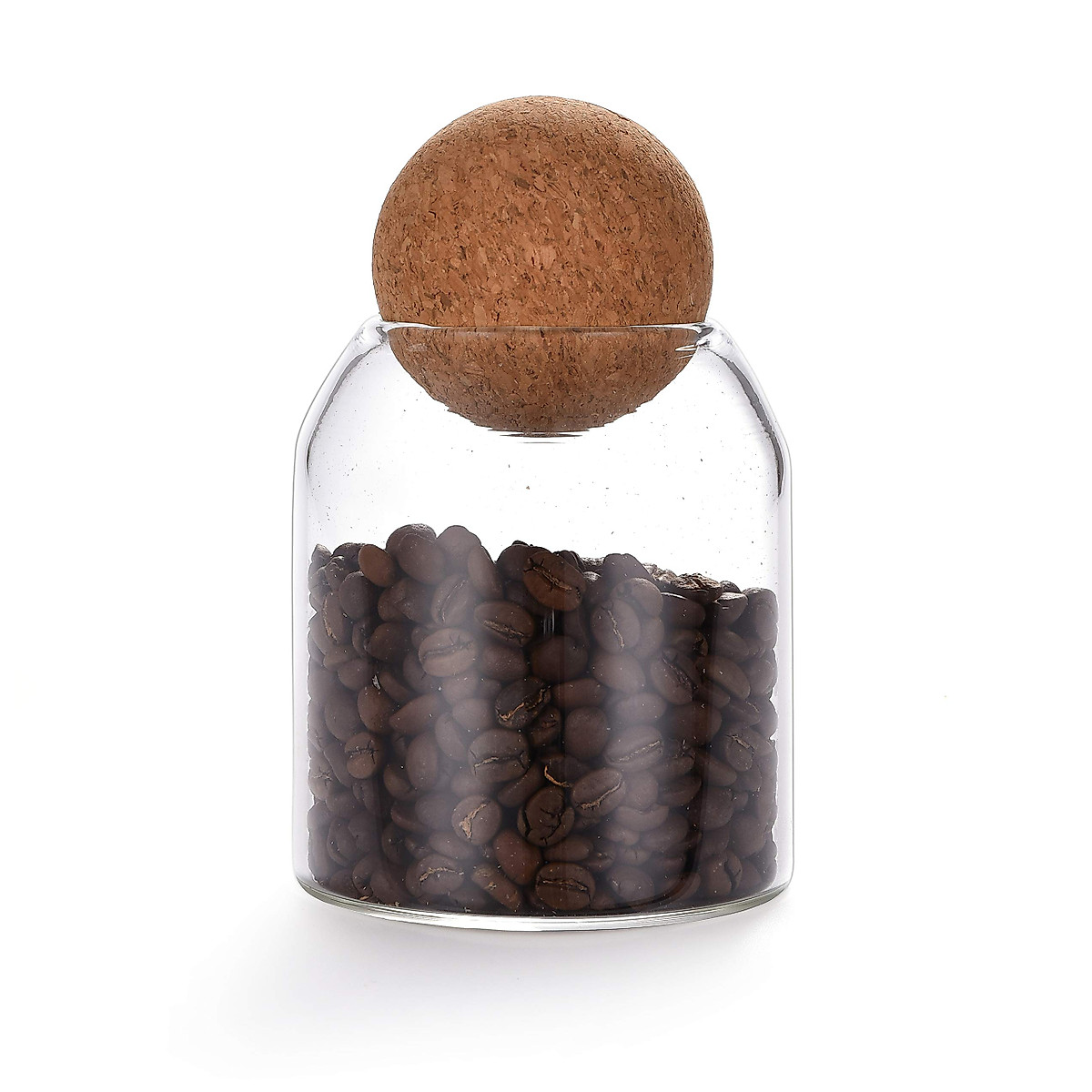 550ML/18Oz round cork glass bottle sealed jar nut storage jar coffee bean jar round transparent