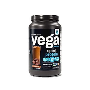 Vega Sport Premium Vegan Protein Powder Chocolate (19 Servings) 30g Protein, 5g BCAAs, Low Carb, Keto, Dairy/ Gluten Free, Non GMO, Pea Protein for Women & Men, 1.8 lbs (Packaging May Vary)