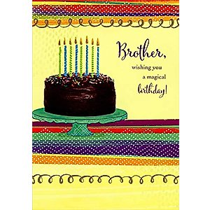 Designer Greetings Magical Birthday Cake with Tall Candles Birthday Card for Brother