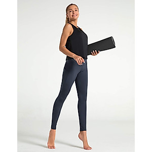 Dragon Fit High Waist Yoga Leggings with 3 Pockets,Tummy Control Workout Running 4 Way Stretch Yoga Pants (Medium, Ink Blue)