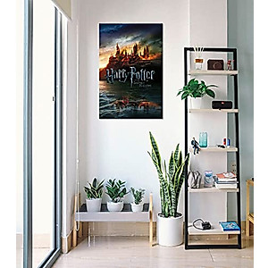 Harry Potter and the Deathly Hallows - Movie Poster (Advance Style - Hogwarts On Fire) (Size: 24 inches x 36 inches)