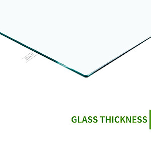 ROZHOME Dining Table Set for 4, 5 Piece Kitchen Table and Chairs with Clear Tempered Glass Table Top and 4 Leather Metal Frame Chairs (Clear/Silver+White, Middle)