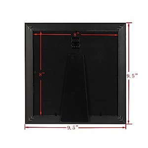 Scholartree Black 8x8 Picture Frames Set of 6, Display 8x8 without Mat or 4x4 with Mat，Wall Gallery Photo Frames