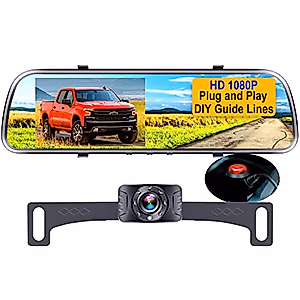 AMTIFO Backup Camera HD 1080P 4.3 Inch Monitor License Plate Rear View Mirror Cam System for Car Truck Minivan SUV Easy Installation Waterproof Clear Night Vision DIY Guide Lines A1