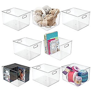 mDesign Plastic Storage Organizer Container Bin, Household Organization for Cabinet, Counter, Drawer, Cubby, and Cupboard, Holds Clothing, Linens, Toys, and Essentials, Ligne Collection, 8 Pack, Clear